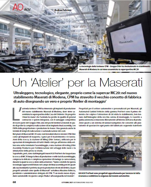 Un ‘Atelier’ per la Maserati - Automazione Plus